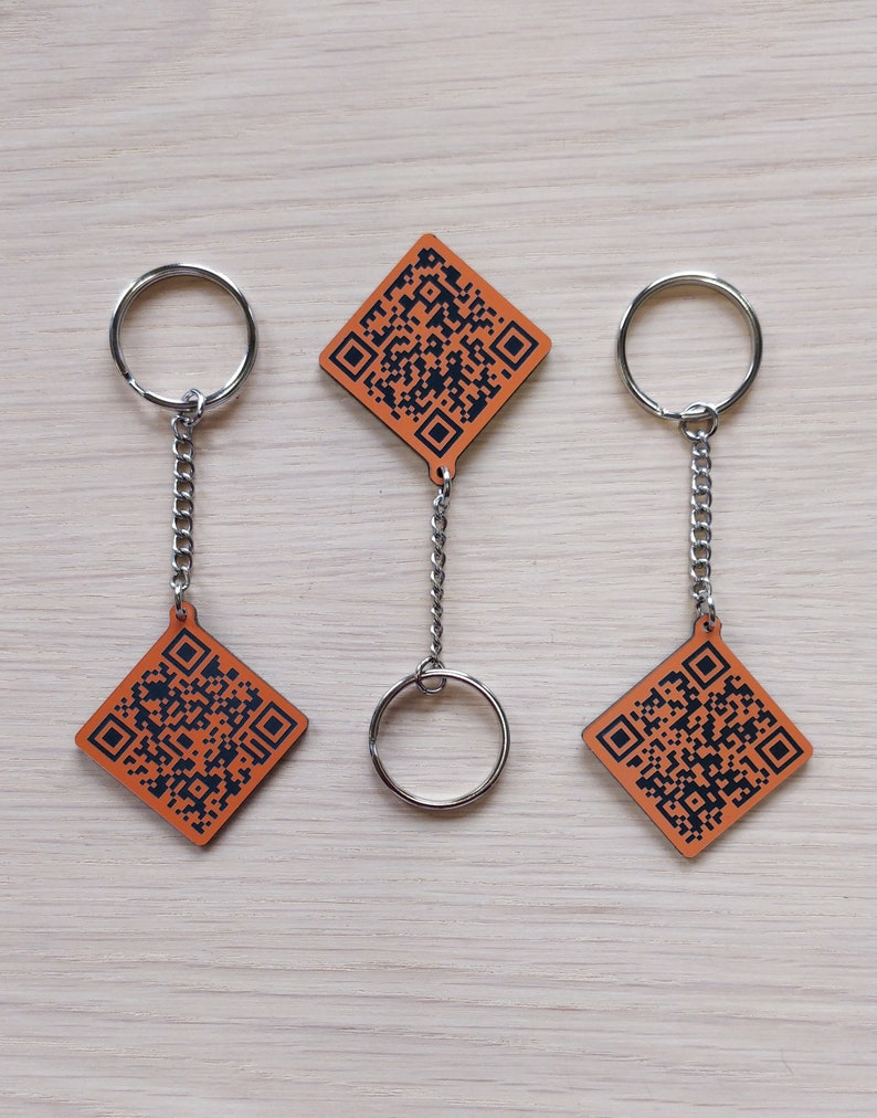 Custom QR Code Laser Engraved Keychains 30mm QR Keyring - Etsy
