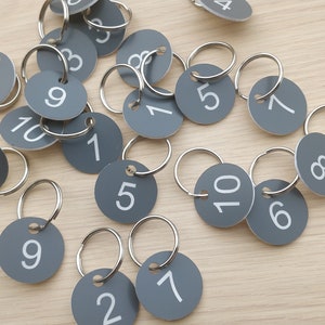 30mm Diameter Round Numbered Key Tags Ideal for Clubs, Leisure Centres ...