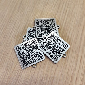 Laser Engraved QR Code Tags: 30mm Square Discs With Holes - Etsy UK