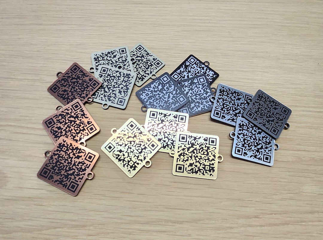 Laser Engraved QR Code, Custom Tags With Holes, 30 Mm Square, Custom ...