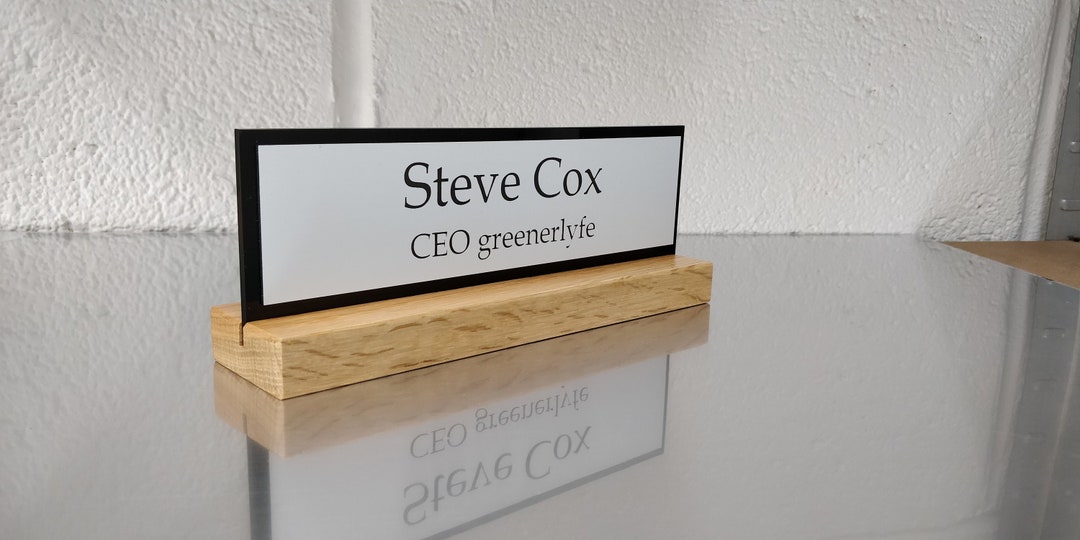 Custom Engraved Double Sided Sign, Executive Personalised Desk Solid ...