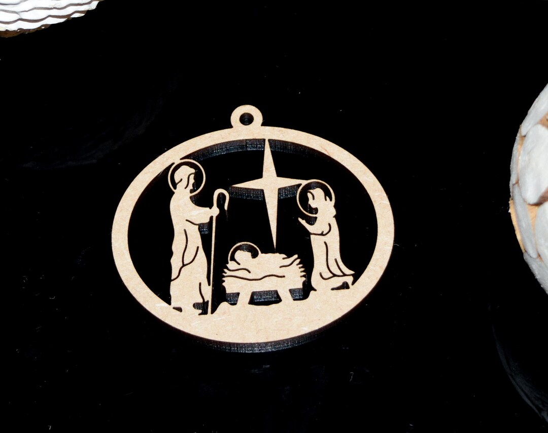 Nativity Scene Christmas Bauble, Wooden Christmas Bauble, Christmas ...