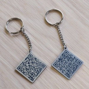 Custom QR Code Laser Engraved Keychains, 30mm QR Keyring, Laser ...