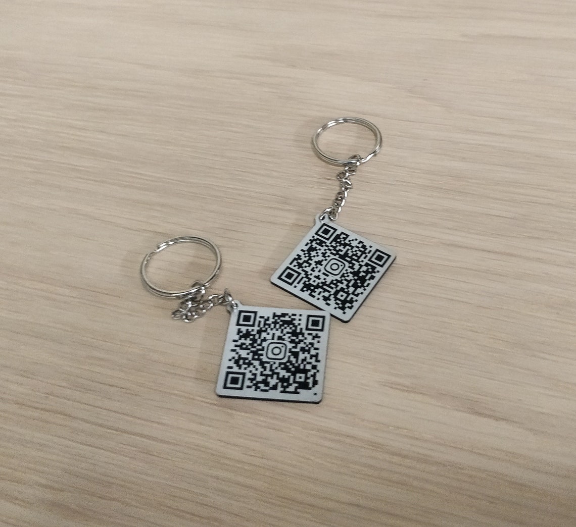 Custom QR Code Laser Engraved Keychains 30mm QR Keyring | Etsy