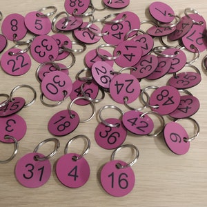 30mm Diameter Round Numbered Key Tags Ideal for Clubs, Leisure Centres ...