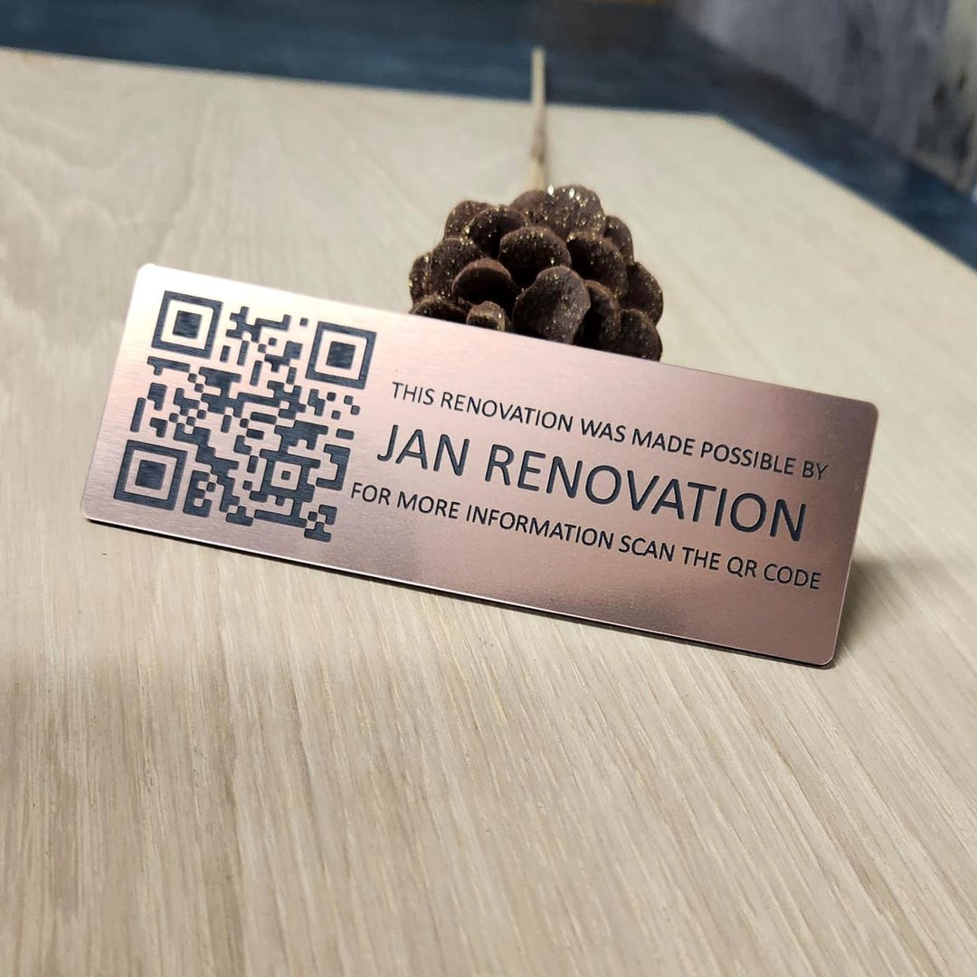 Personalised QR Code Plaque: Custom Engraved Plastic Tag (3.5in X 1.2in ...