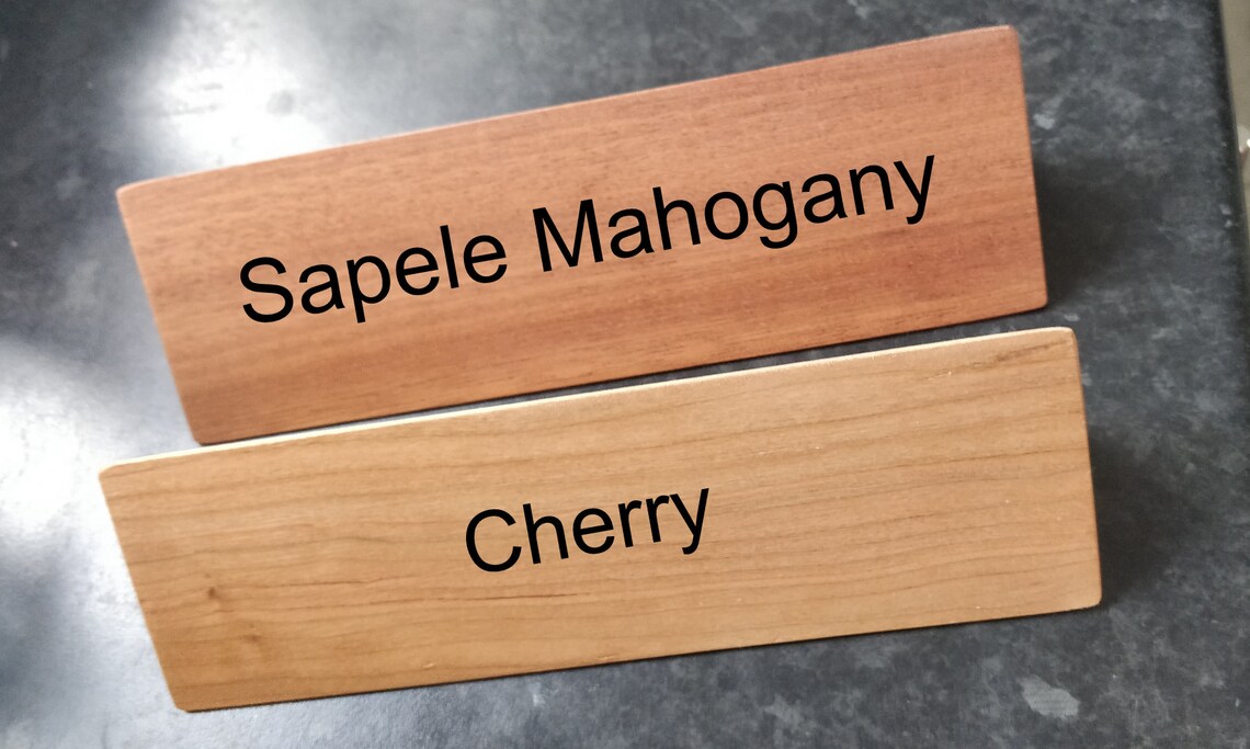 Personalised Solid Wood Desk Name Plate: Double-sided Engraved Office ...