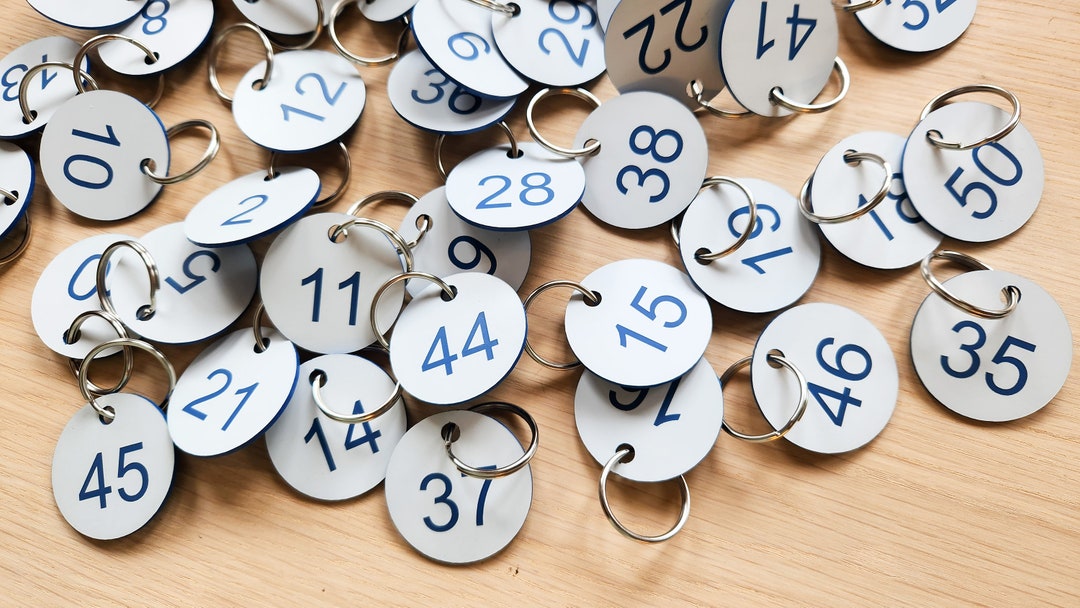 40 Mm Diameter Round Numbered Key Tags Ideal for Clubs, Leisure Centres ...