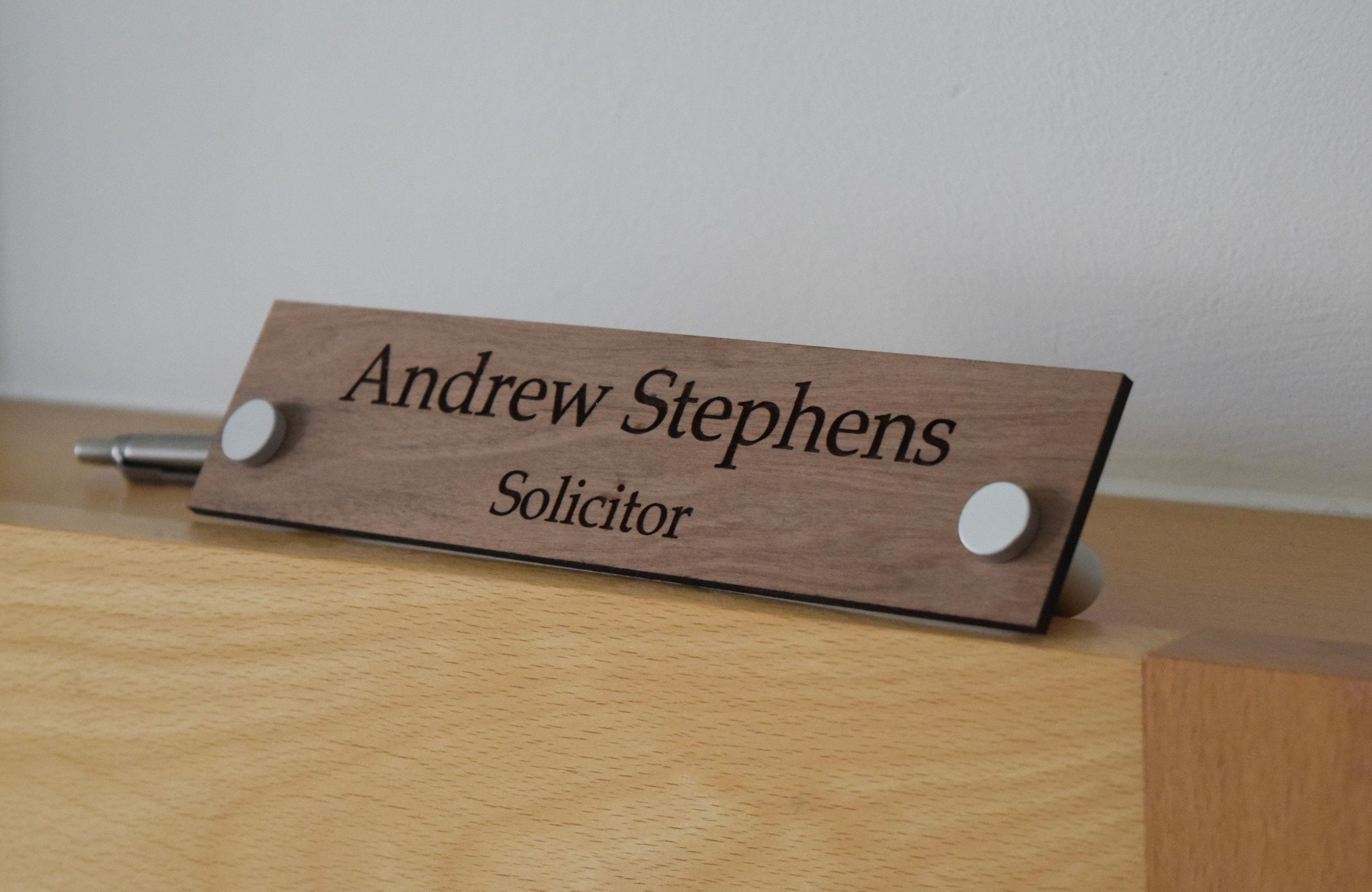 Solid Wood Desk Name Plate Custom Engraved Sign Personalised | Etsy