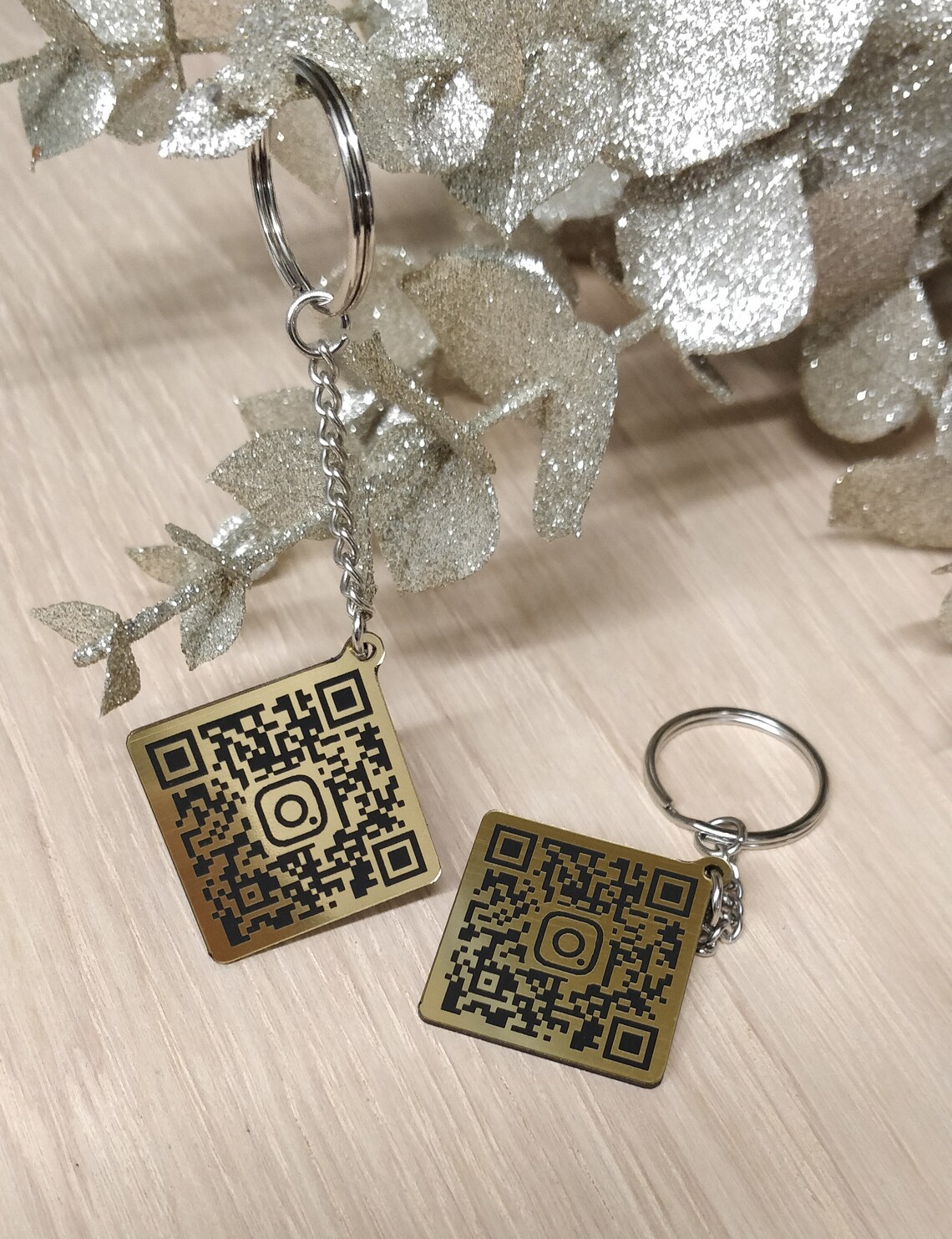 Custom QR Code Laser Engraved Keychains 30mm QR Keyring - Etsy