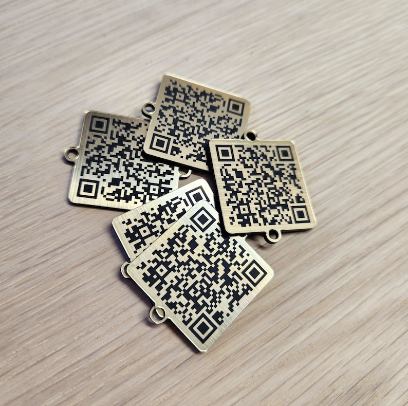 Laser Engraved QR Code Custom Tags With Holes 30 Mm Square - Etsy UK
