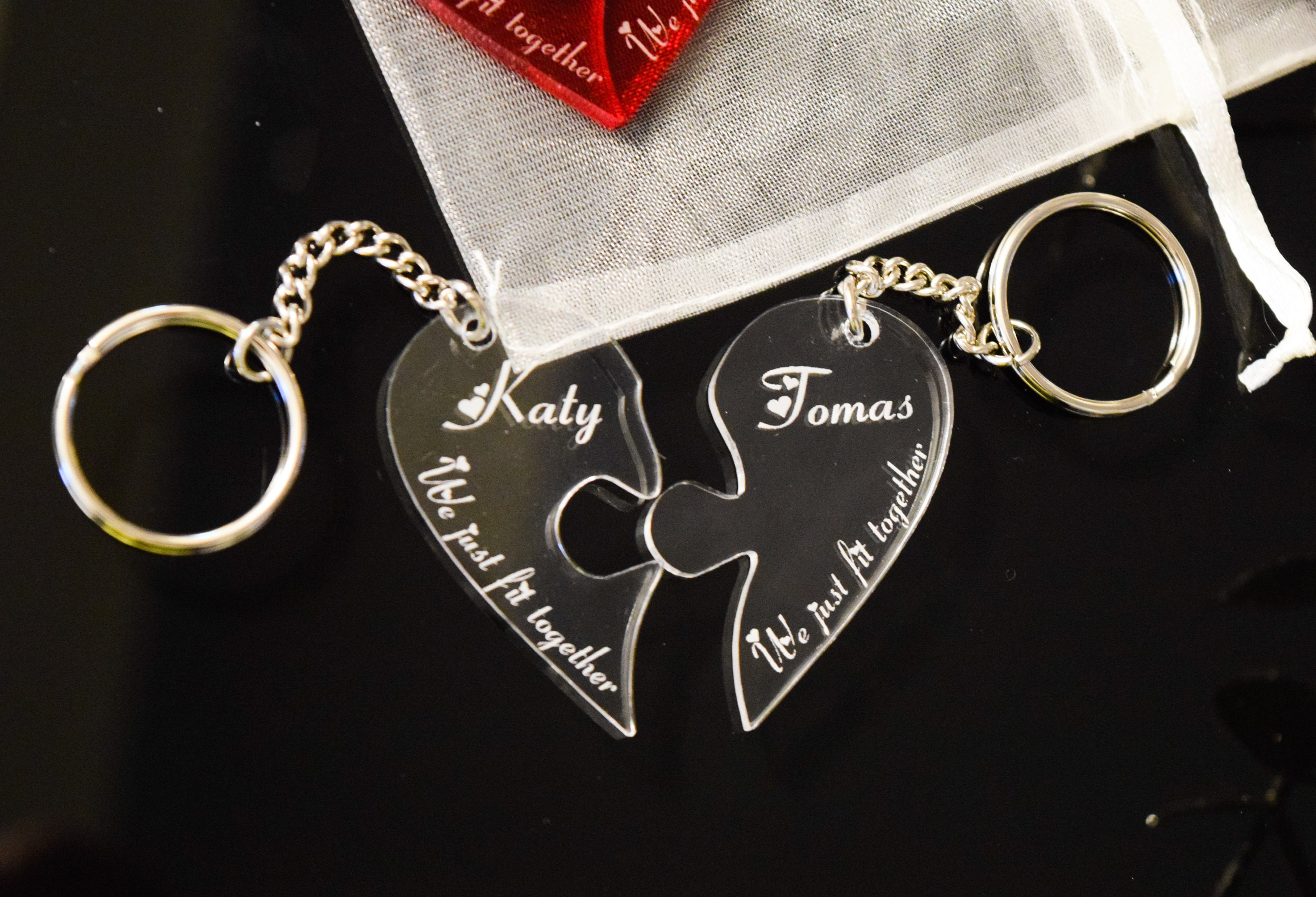Personalised Heart Keyrings Heart Jigsaw Keyrings Puzzle | Etsy UK