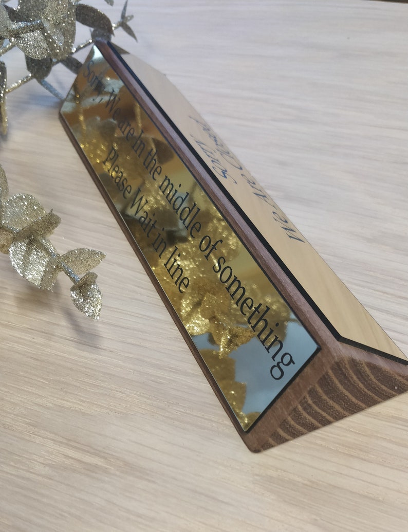 Personalised Double-sided Desk Name Plate: Solid Wood Sign - Etsy