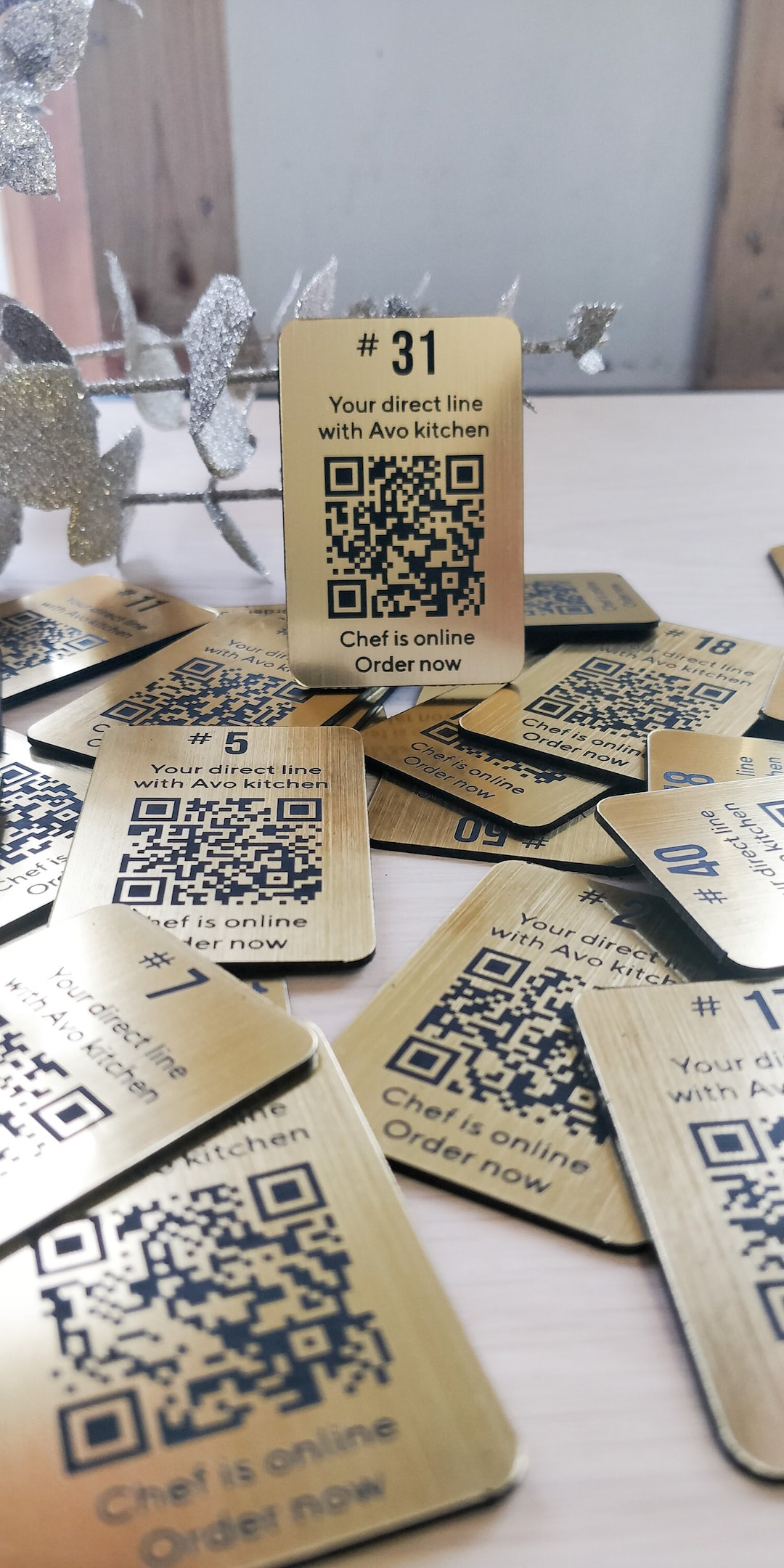Custom Laser Engraved QR Code Table Tags - 70x50mm - Etsy