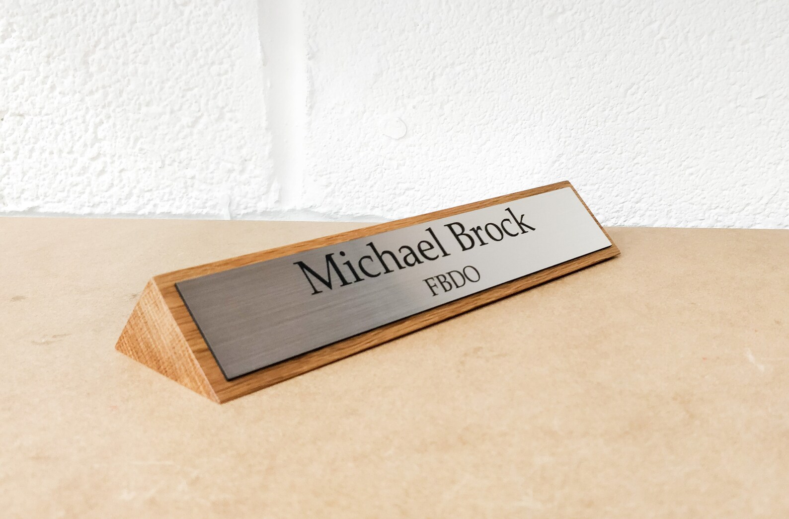 Personalised Double-sided Desk Name Plate Solid Wood Base - Etsy UK
