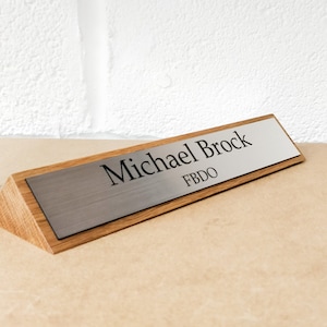 Personalised Double-sided Desk Name Plate: Solid Wood Sign - Etsy