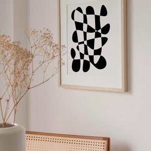 Checkered Wall Art Print Trendy Black White Checker Aesthetic Decor ...