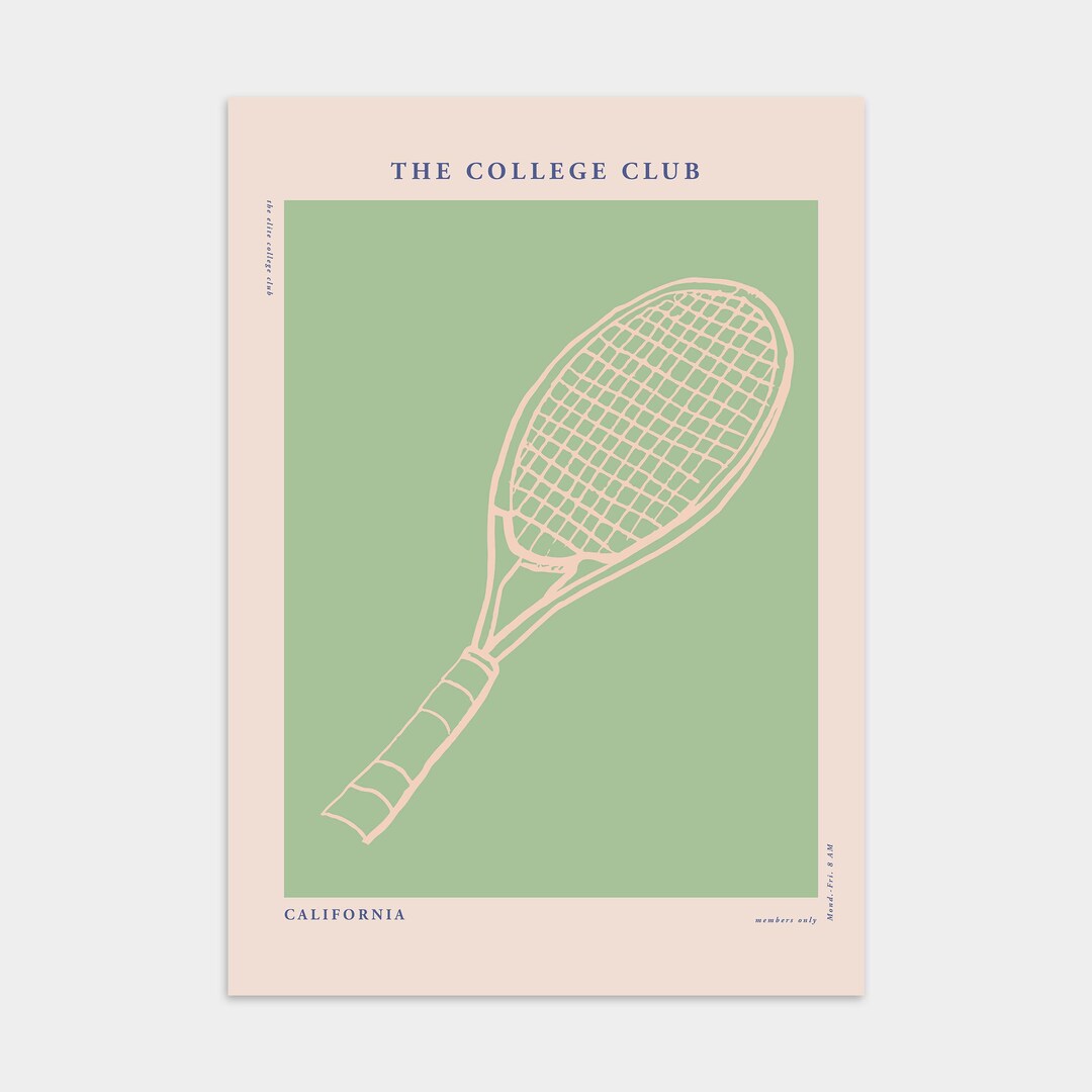 Tennis Racket Print Digital Download Printable Vintage Sports ...