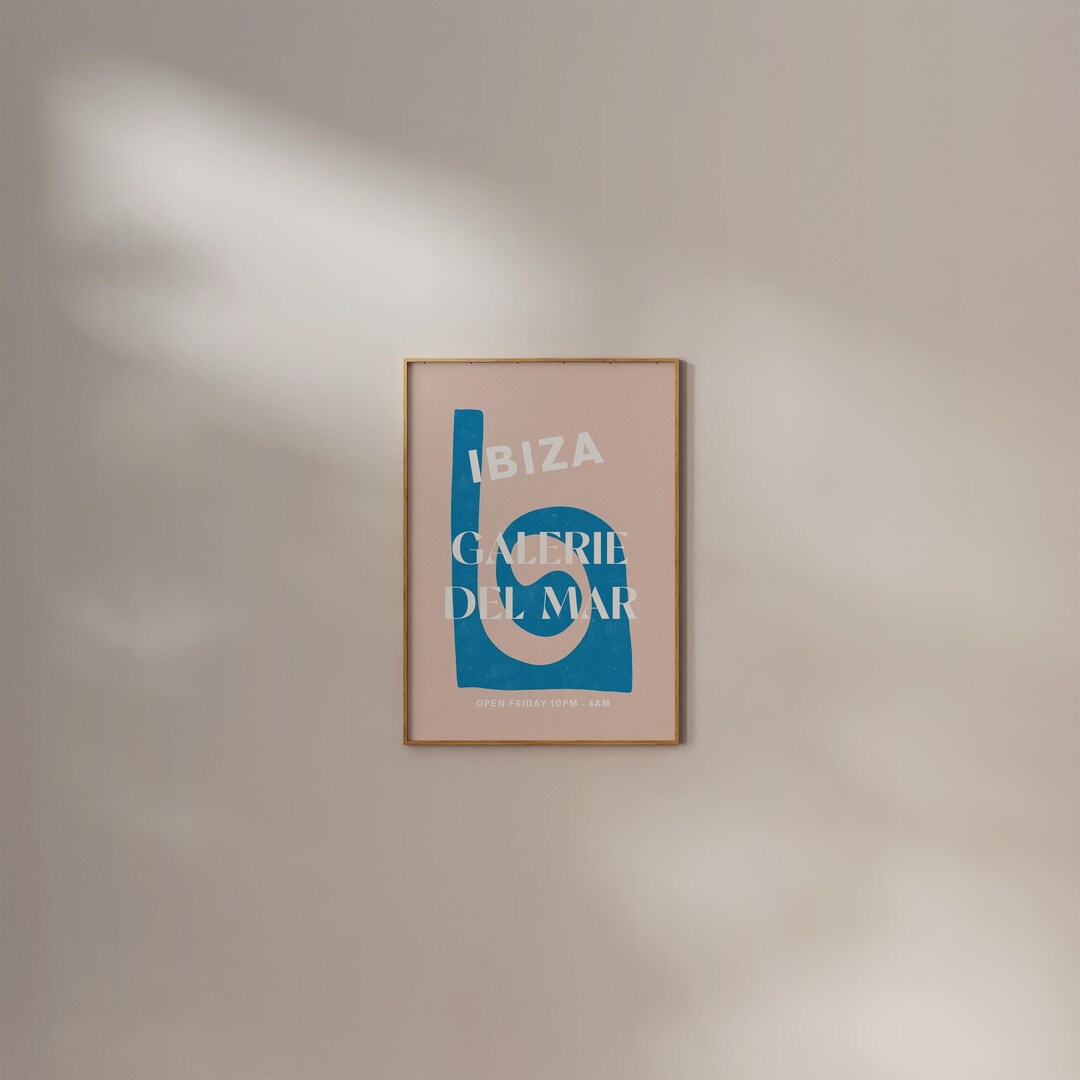 Ibiza Poster Blue Preppy Wall Art Decor Travel Print Bohemian Pastel ...
