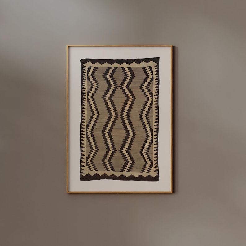 Neutral Textile Wall Art, Framed Option, Zigzag Geometric Pattern in ...