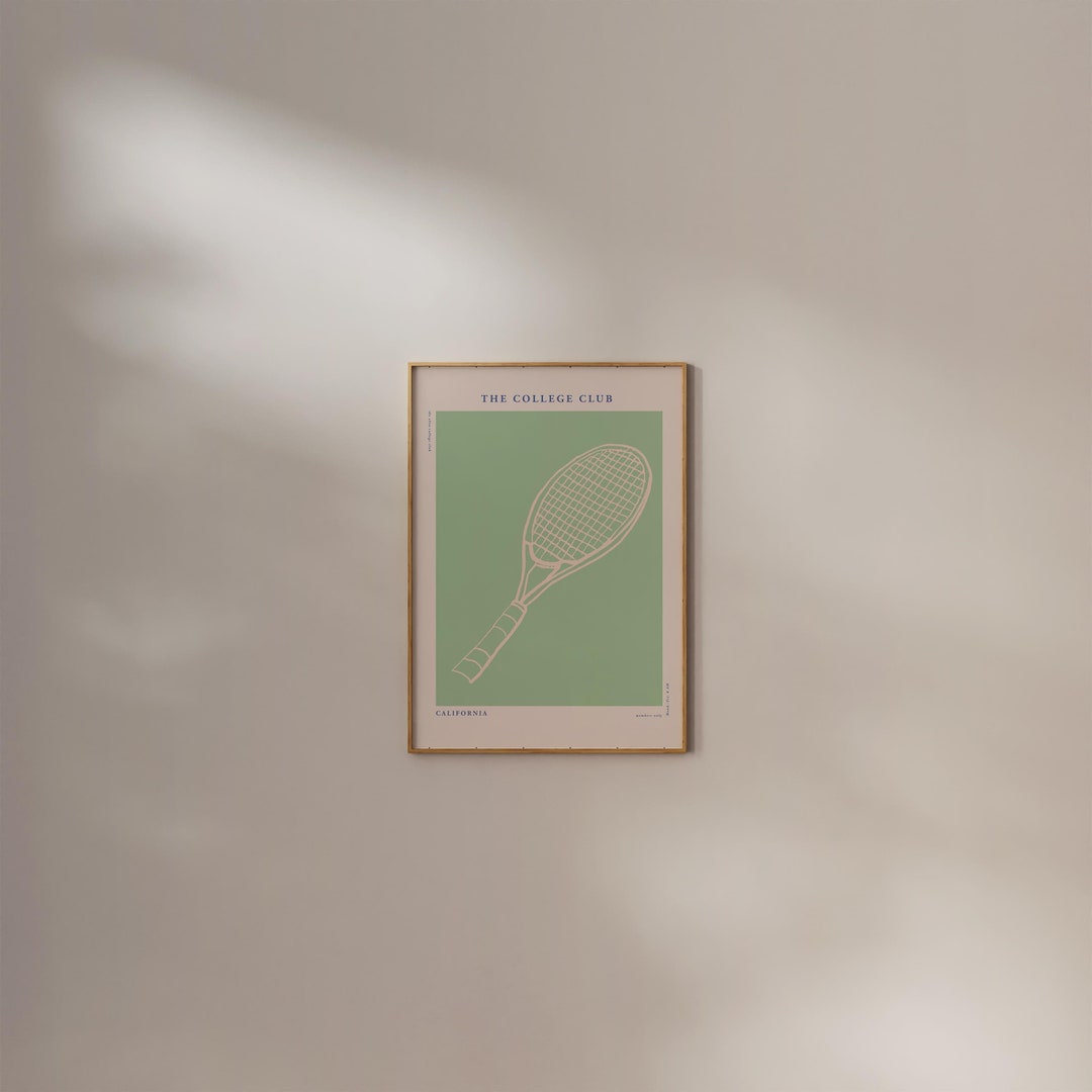 Tennis Racket Print Old Money Aesthetic Poster Tennis Racquet ...