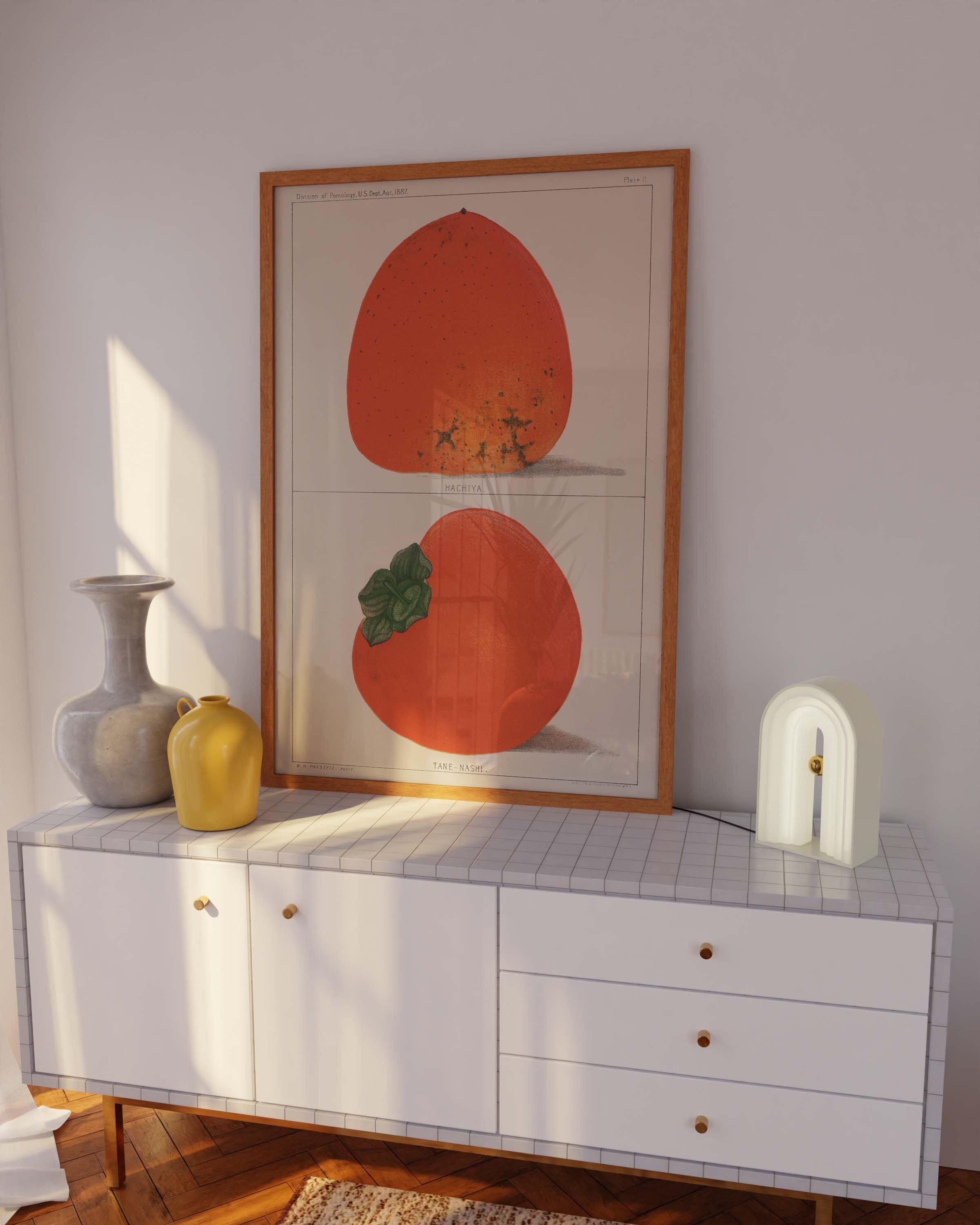 Ripe Persimmon Art Print Vintage Fruit Market Kawaii Retro | Etsy