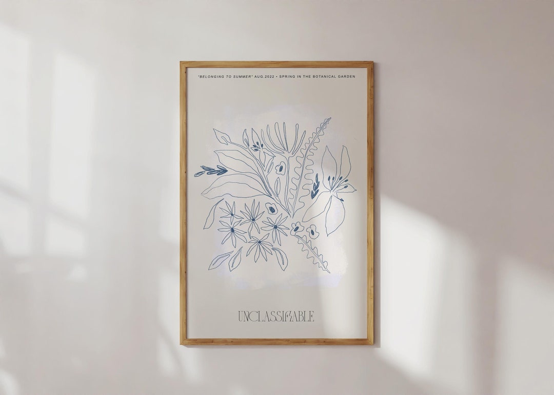 Flower Line Art Print Aesthetic Botanical Poster Drawing - Etsy