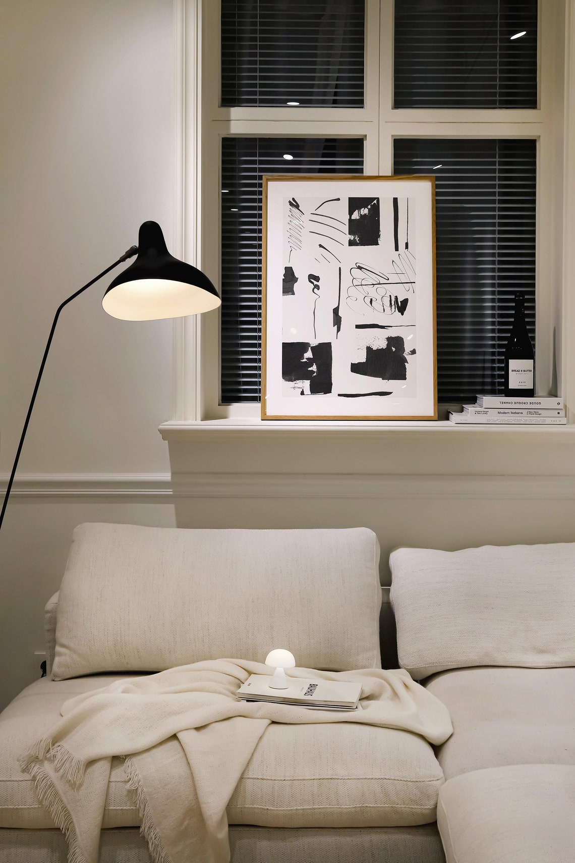 Japandi Wall Art Zen Modern Abstract Scribble Print Scandi Nordic Black ...
