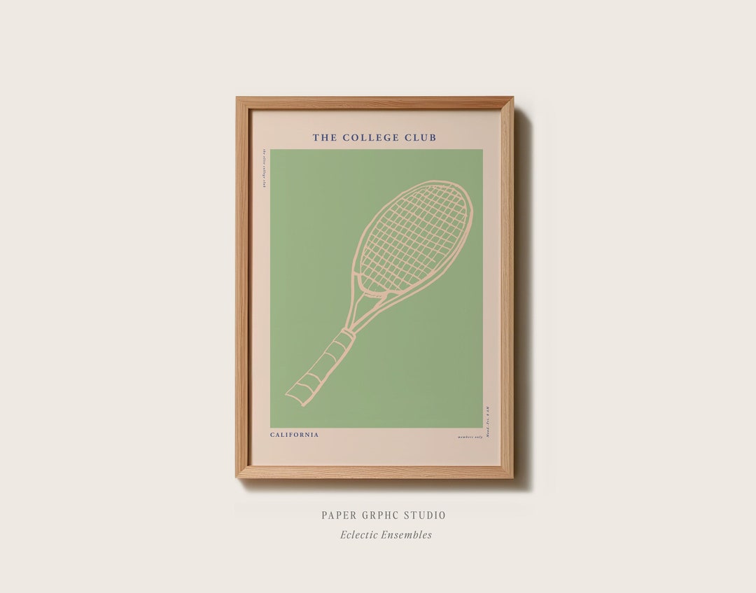 Tennis Racket Print Digital Download Printable Vintage Sports ...