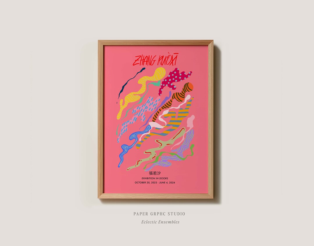 Pink Trippy Poster Digital Download Maximalist Funky Wall Art Printable ...