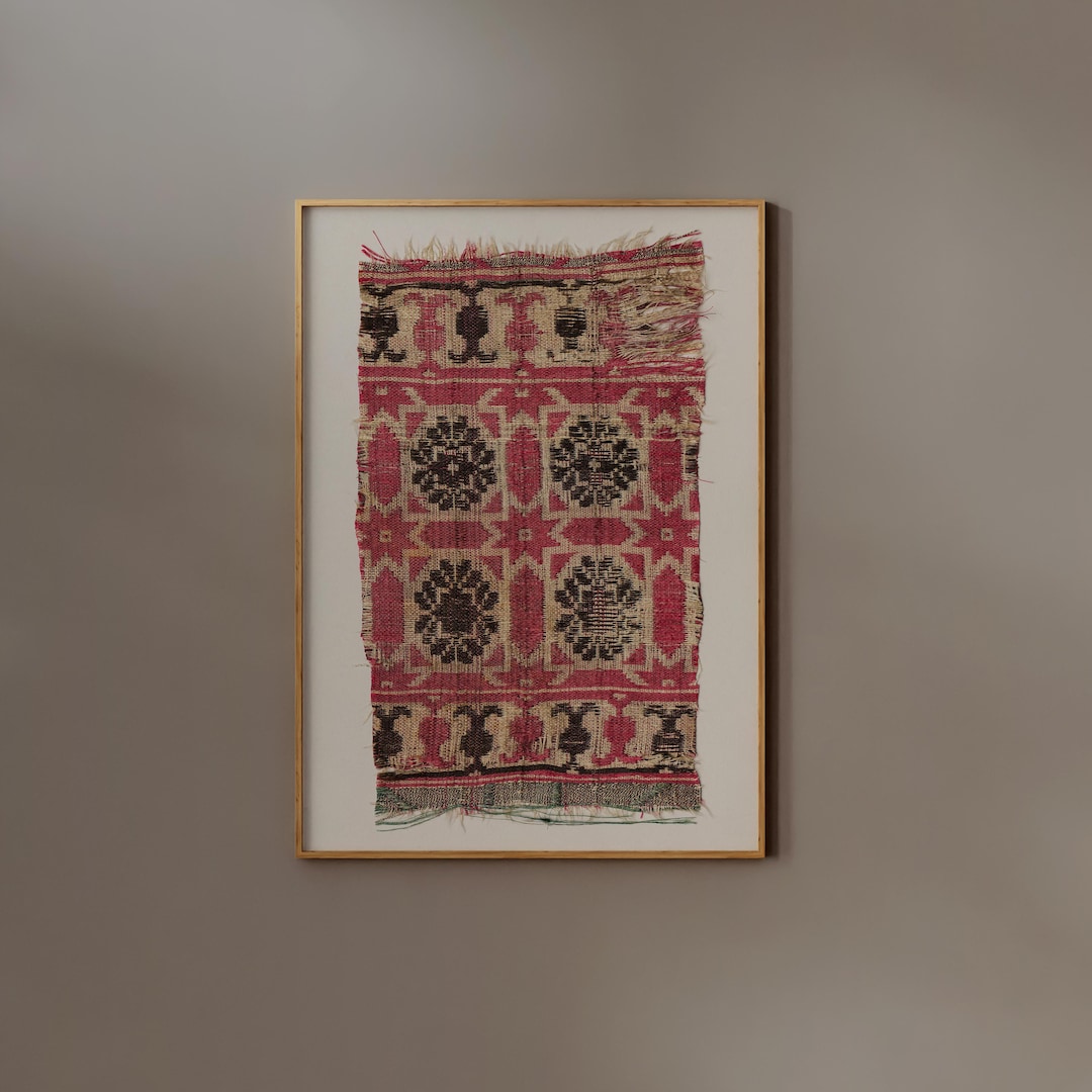 Vintage Textile Art Print | FRAME Option | Antique Tribal Fabric Wall ...