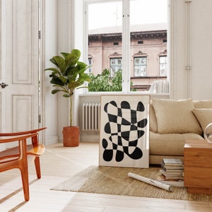 Checkered Wall Art Print Trendy Black White Checker Aesthetic Decor ...