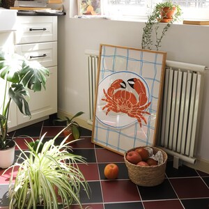 Crab Print | Frame Option | Seafood Poster Vintage Retro Food Wall Art ...