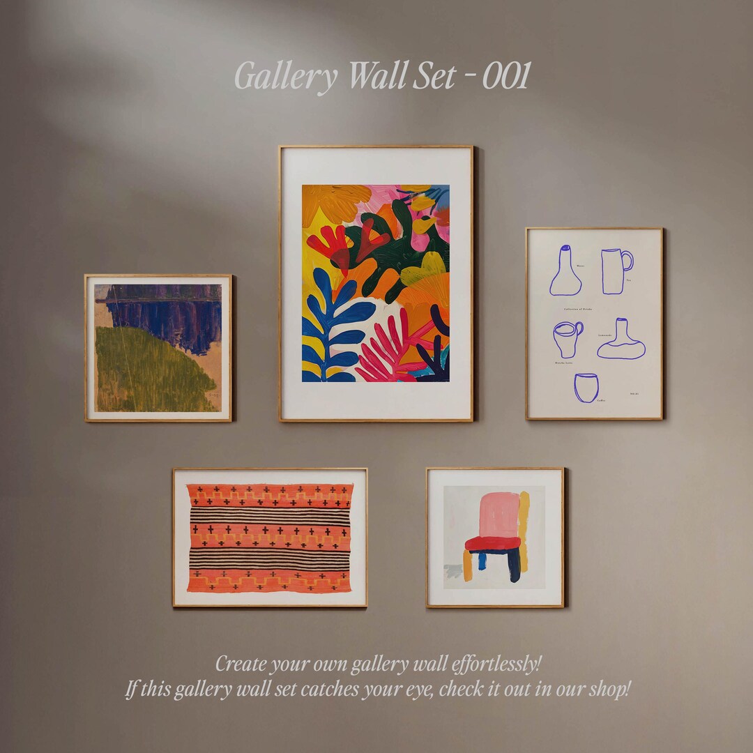 5 Gallery Wall Set, UNFRAMED, Matisse Inspired Art Print, Orange ...