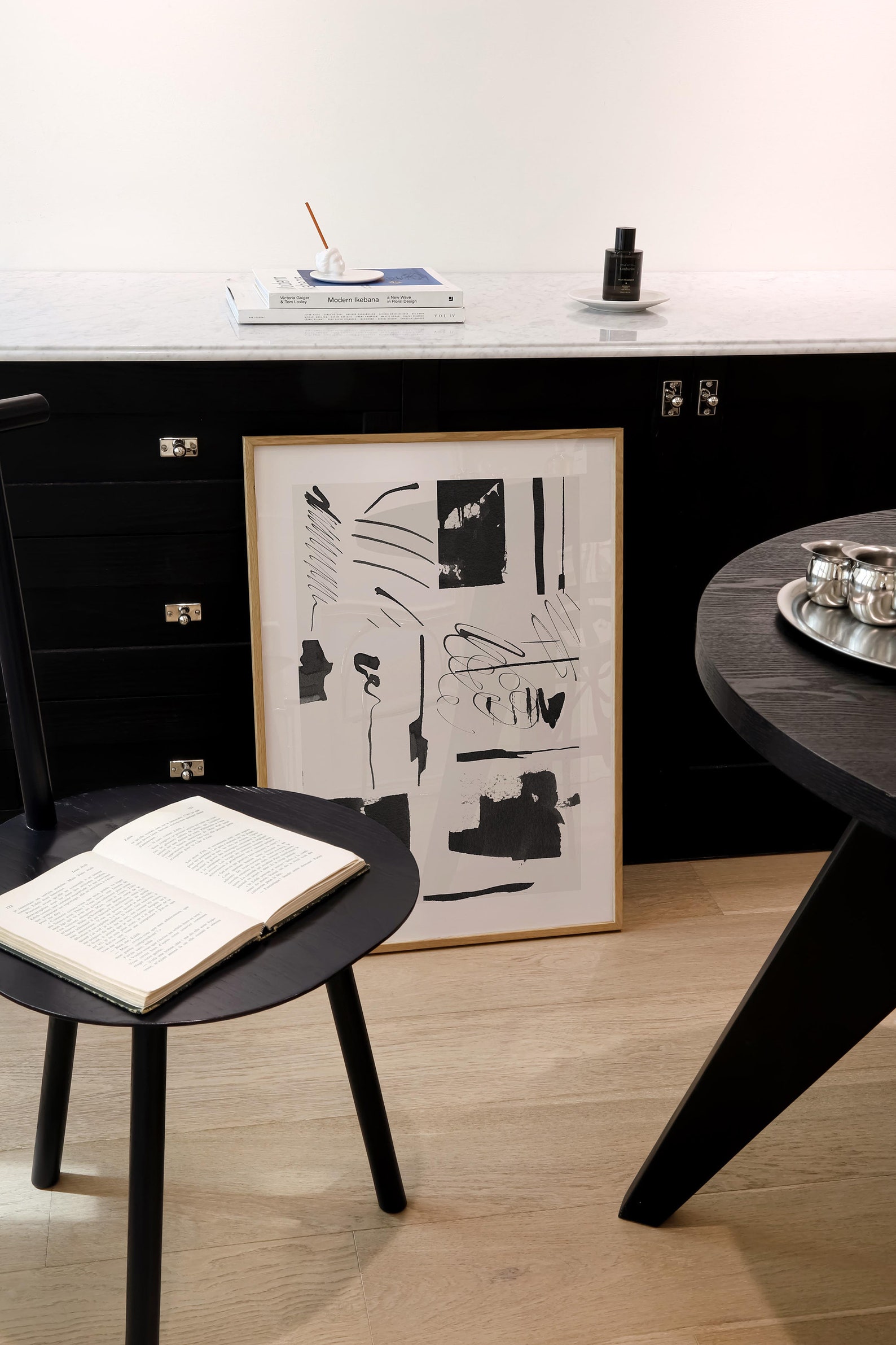 Japandi Wall Art Zen Modern Abstract Scribble Print Scandi Nordic Black ...