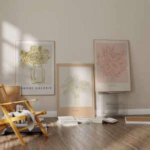 Botanical Prints Frame Option 3 Piece Wall Art Flower Market Poster ...