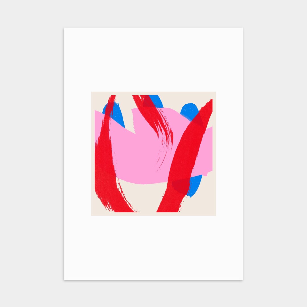 Pink and Red Print Digital Download Abstract Brush Stroke Drawing ...