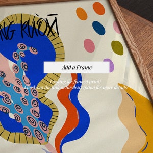 Weird Flower Market Print Blue Yellow Groovy Wall Art Funky Trendy ...