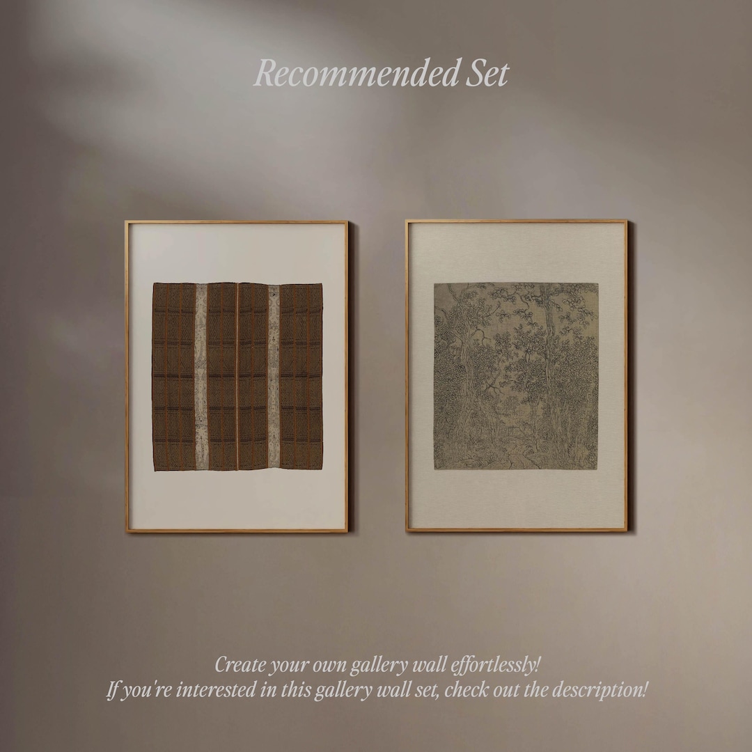 Set of 2 Wall Art Prints | FRAME Option | Woven Textile and Ink Drawing ...