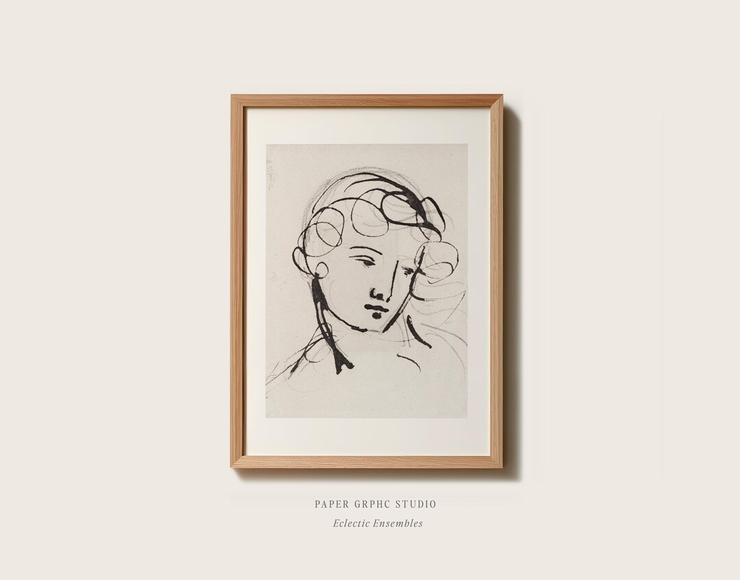 Sketch of Women Print | FRAME Option | Vintage Line Drawing Portrait ...