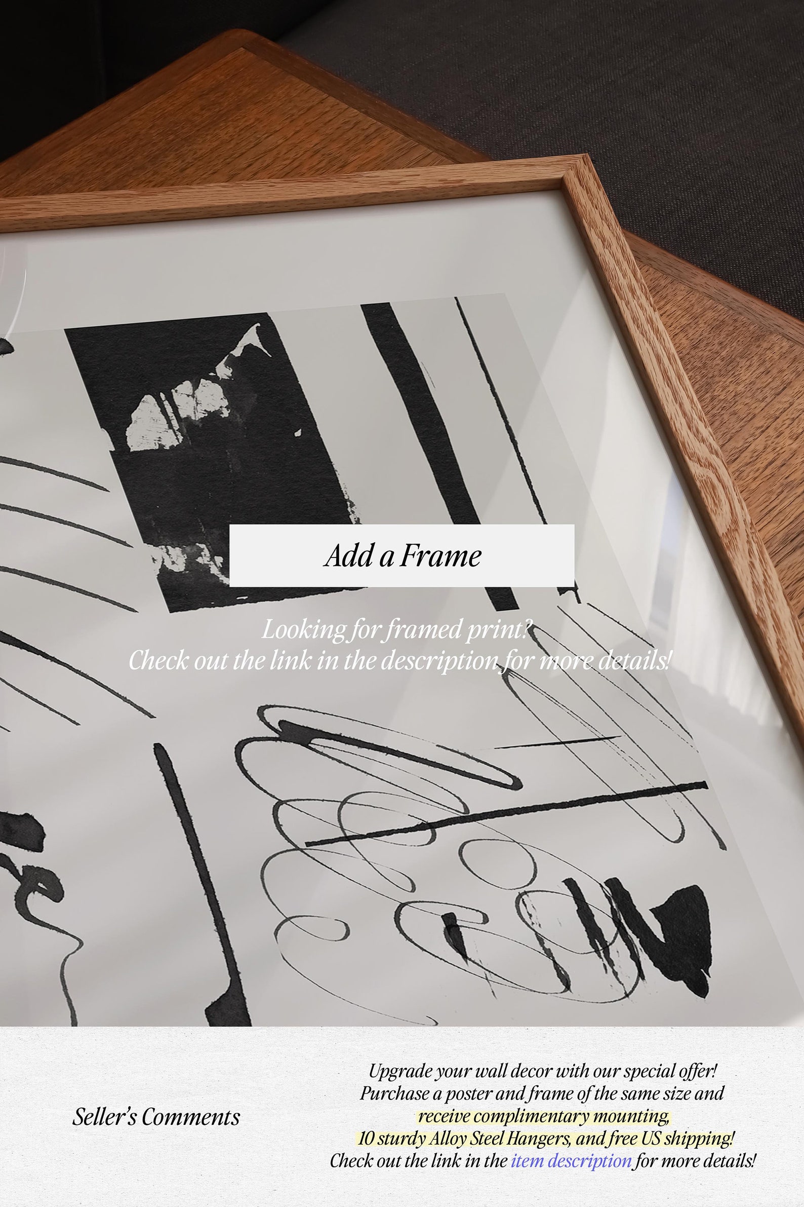 Japandi Wall Art Zen Modern Abstract Scribble Print Scandi Nordic Black ...