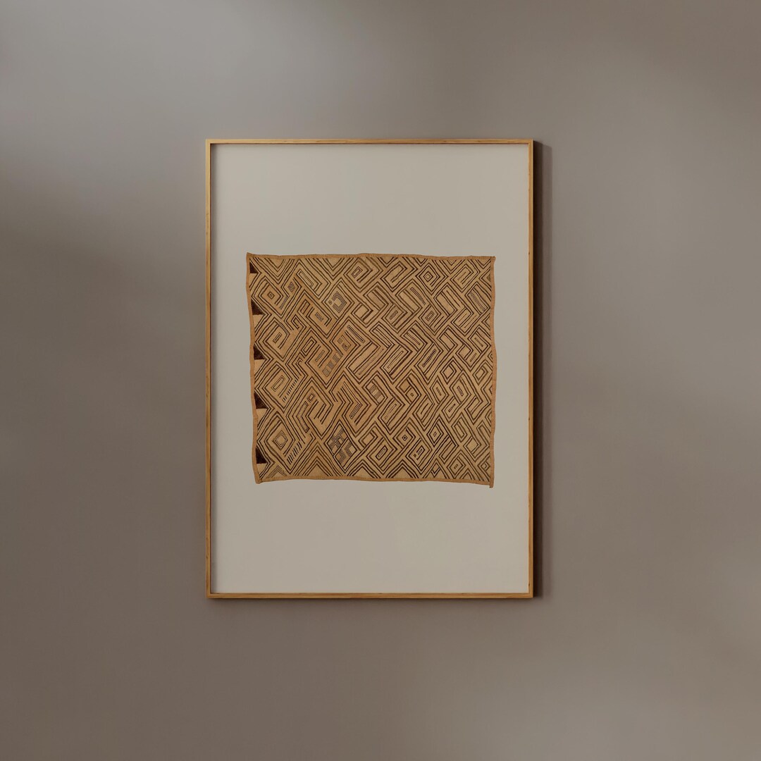 African Geometric Textile Wall Art, Frame Option, Giclée Print, Neutral ...