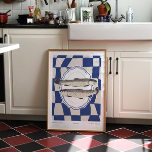 Sardine Print | Frame Option | Fish Poster Seafood Wall Art Vintage ...