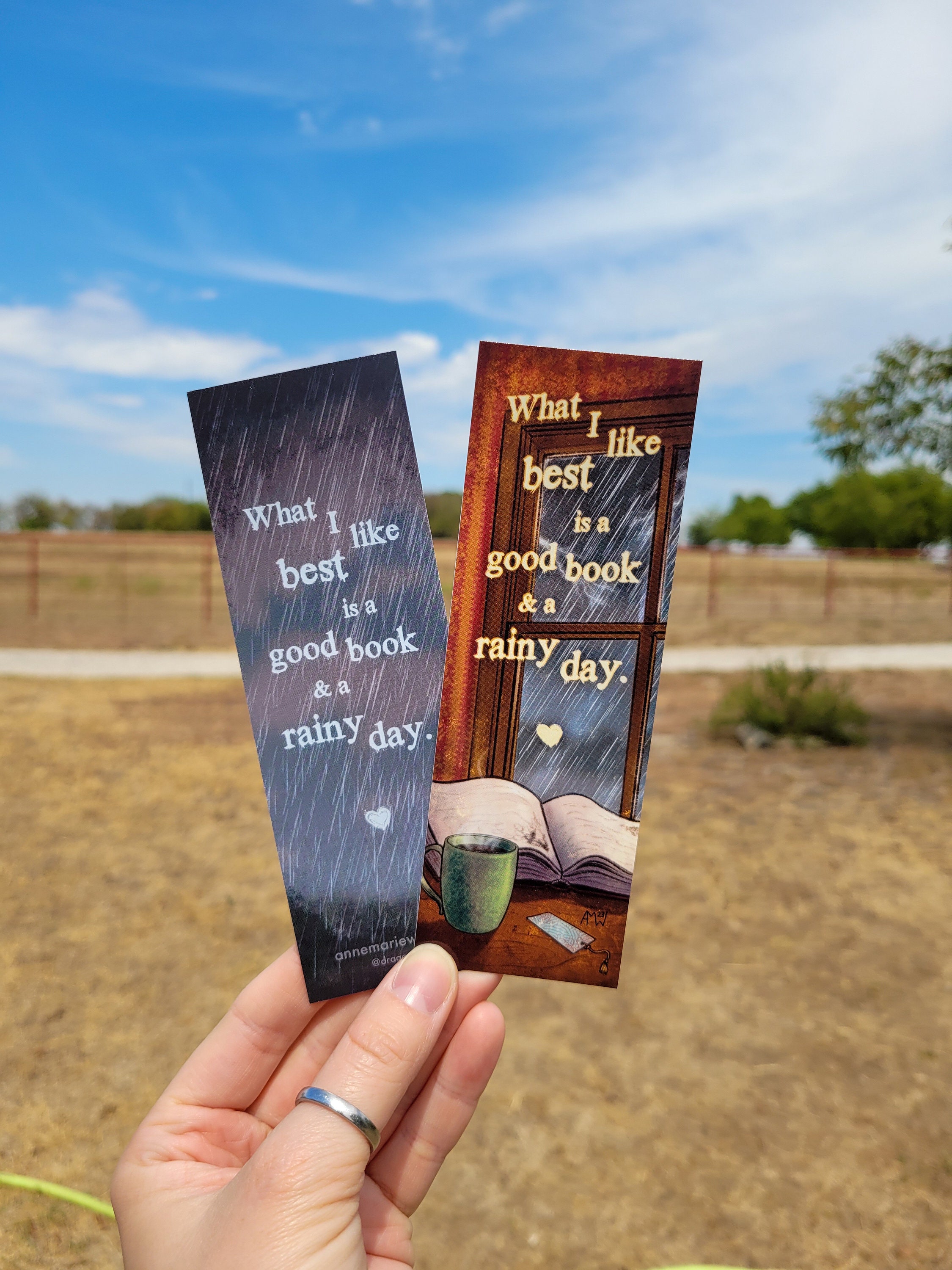 Rainy Day Reversible Bookmark - Etsy