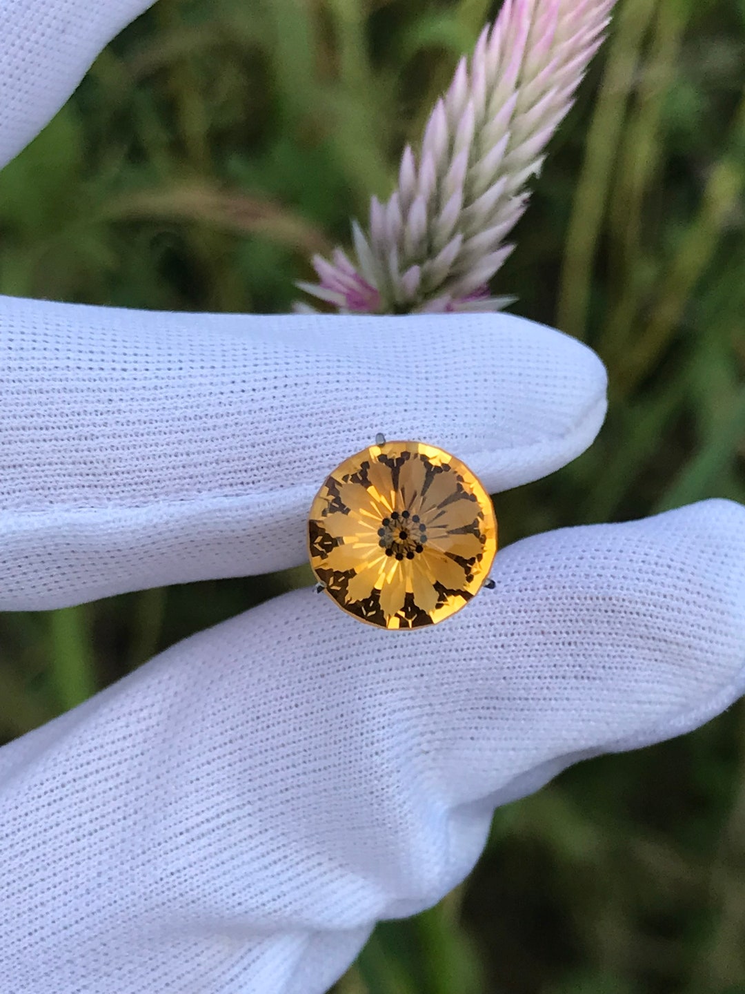 Citrine, 9mm, 2.3 Cts., Brilliant Flowers Design - Etsy
