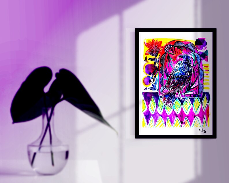 Crow Animal Guide PRINTABLE Art Print// Hand Painted Art// Art | Etsy