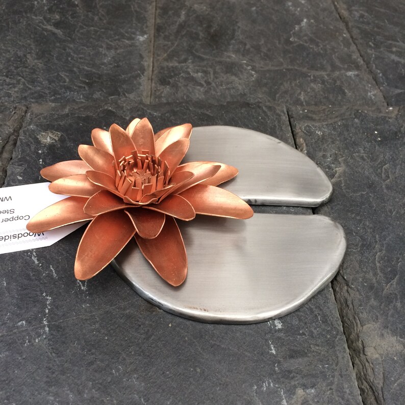 Handcrafted Copper Lotus Flower, Steel Lily Pad Centerpiece - Etsy