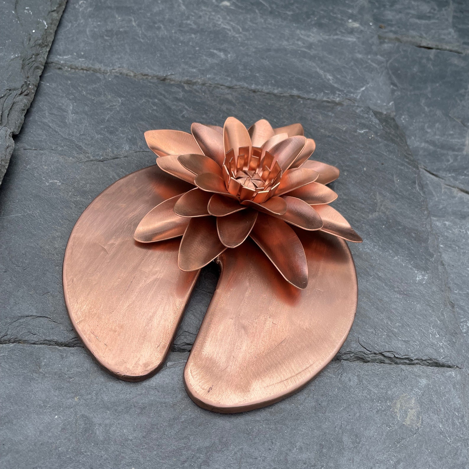 Handcrafted Copper Lotus Flower, Lily Pad Sculpture - Etsy