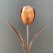 Copper Tulip Flower With Leaves, Metal Tulip, Spring Garden Tulip ...