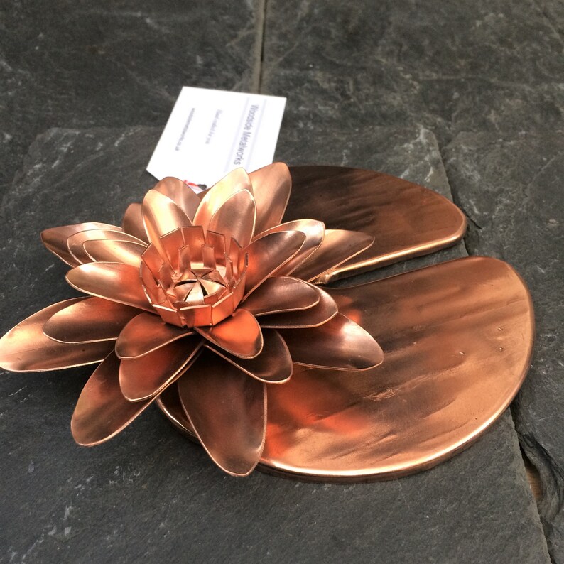 Copper lotus flower on a leaf everlasting water lily garden | Etsy